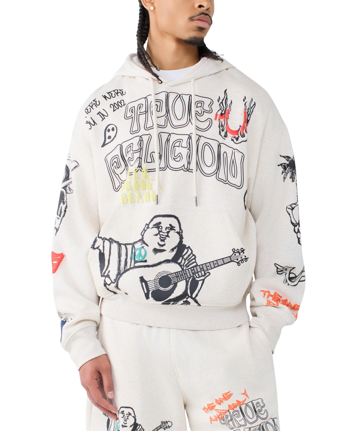 Click here for True Religion Mens Oversized Loose-Fit Hoodie Swea... prices
