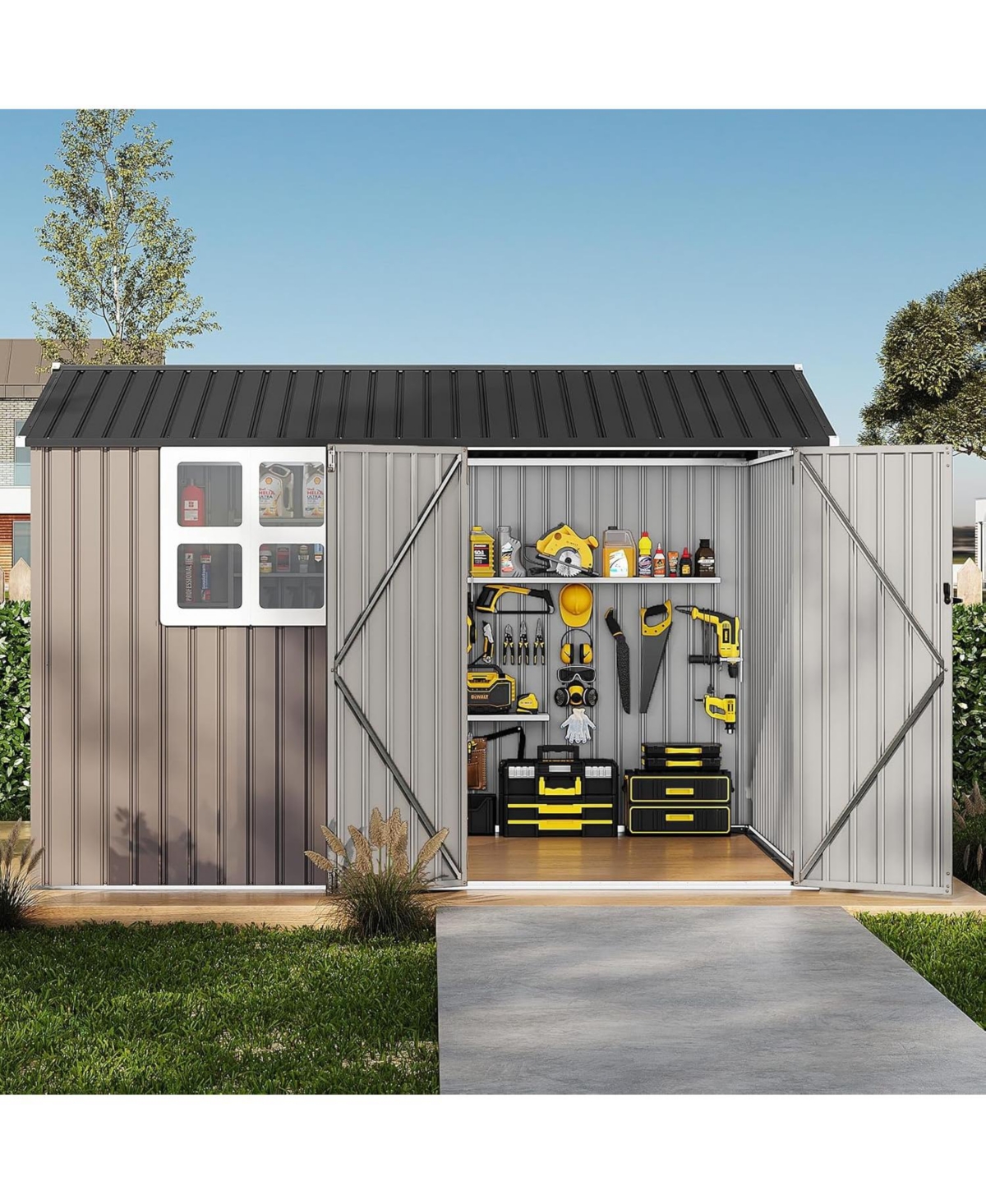 Click here for GarveeLife Outdoor Metal Garden Tool Storage Shed... prices