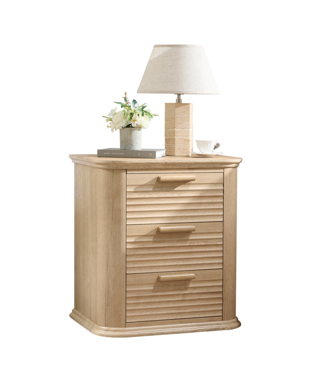 Click here for Rainsken 22 3 Drawer Wood Nightstand with Fluted C... prices