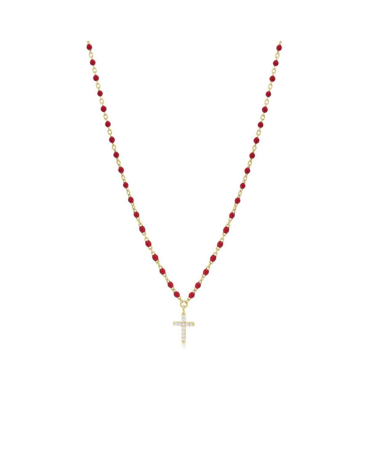 Click here for The Lovery Enamel Bead Cross Necklace 14K Gold-Pla... prices