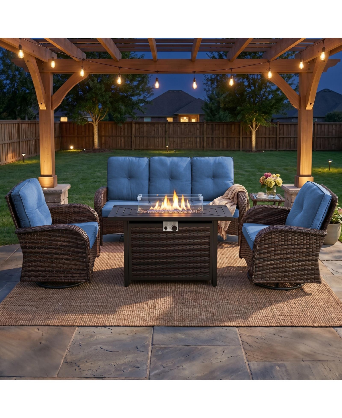 Click here for Pocassy Patio Furniture Set with Fire Pit Table  W... prices