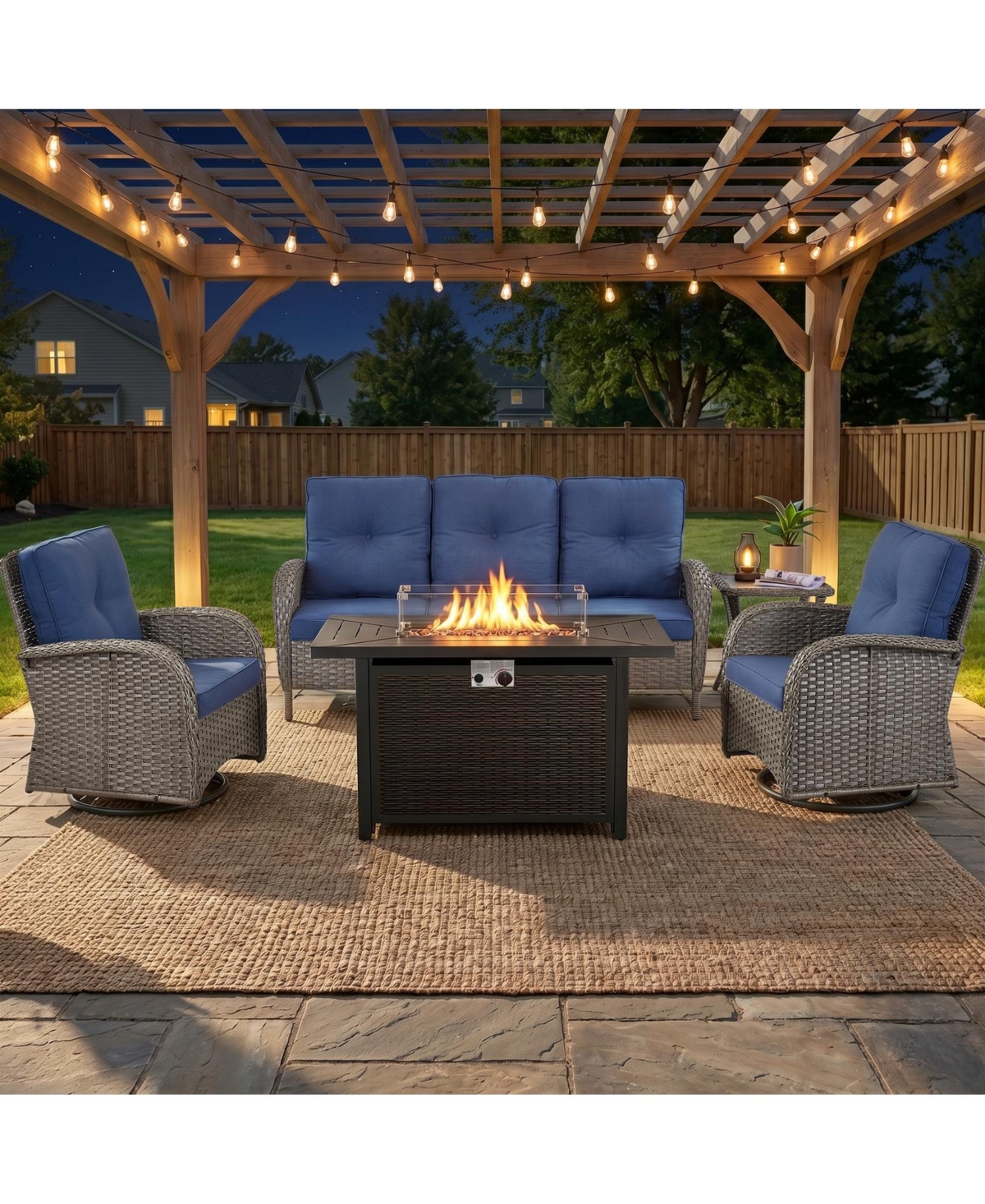 Click here for Pocassy Patio Furniture Set with Fire Pit Table  W... prices