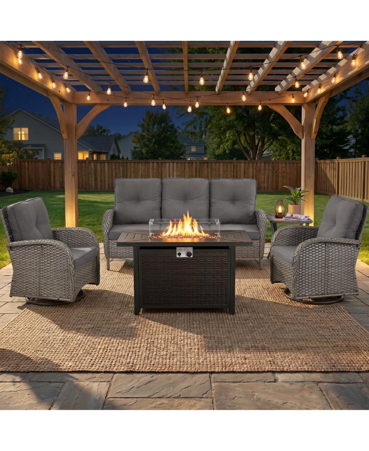 Click here for Pocassy Patio Furniture Set with Fire Pit Table  W... prices