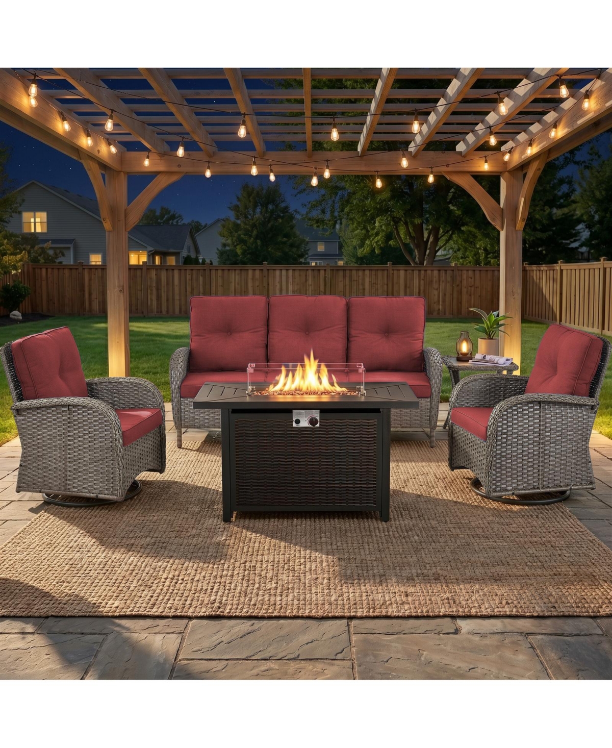 Click here for Pocassy Patio Furniture Set with Fire Pit Table  W... prices