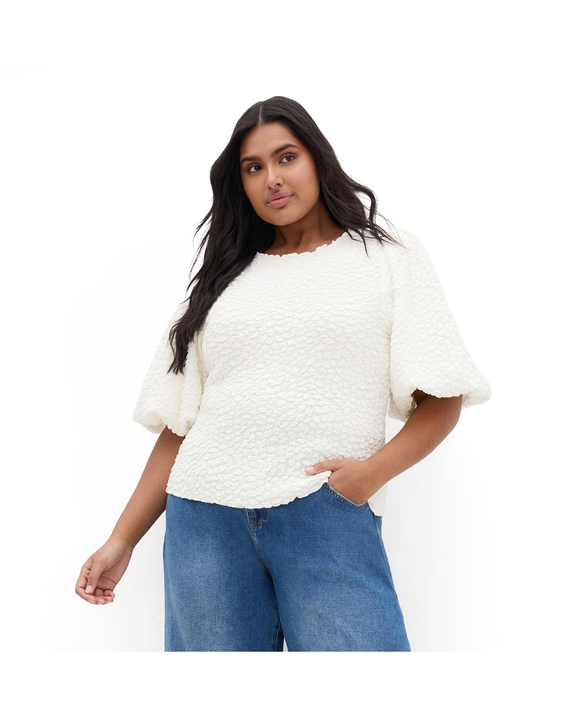 Click here for City Chic Womens Chrissie Balloon Sleeve Top - Ivo... prices