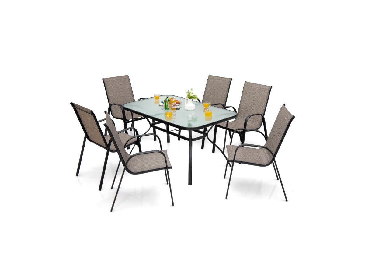 Click here for Mondawe 7-Piece Patio Dining Set with 6 Stackable... prices