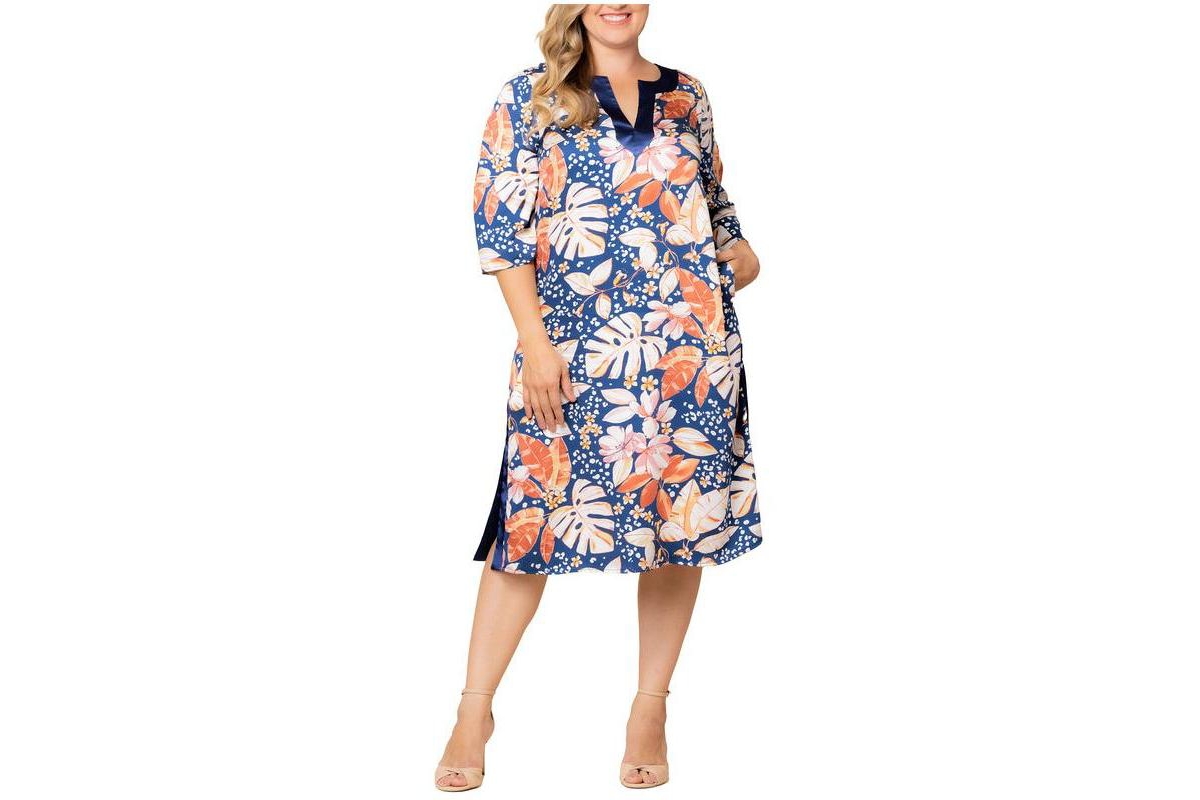 Click here for Kiyonna Womens Plus Size Nora Kaftan Dress - Tropi... prices