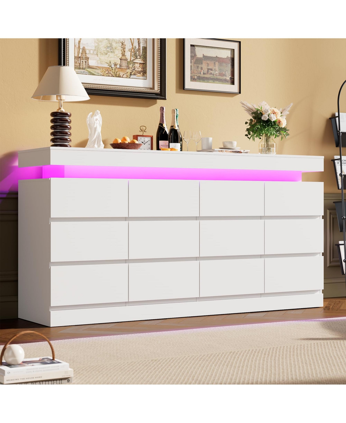 Click here for homfan 63 12-Drawer Dresser with Led Light and Cha... prices