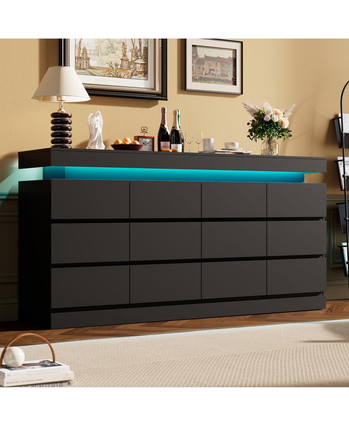 Click here for homfan 63 12-Drawer Dresser with Led Light and Cha... prices