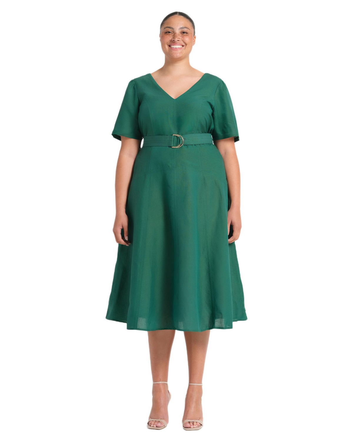 Click here for Estelle Womens Aelin Linen Belted Fit Flare Maxi D... prices