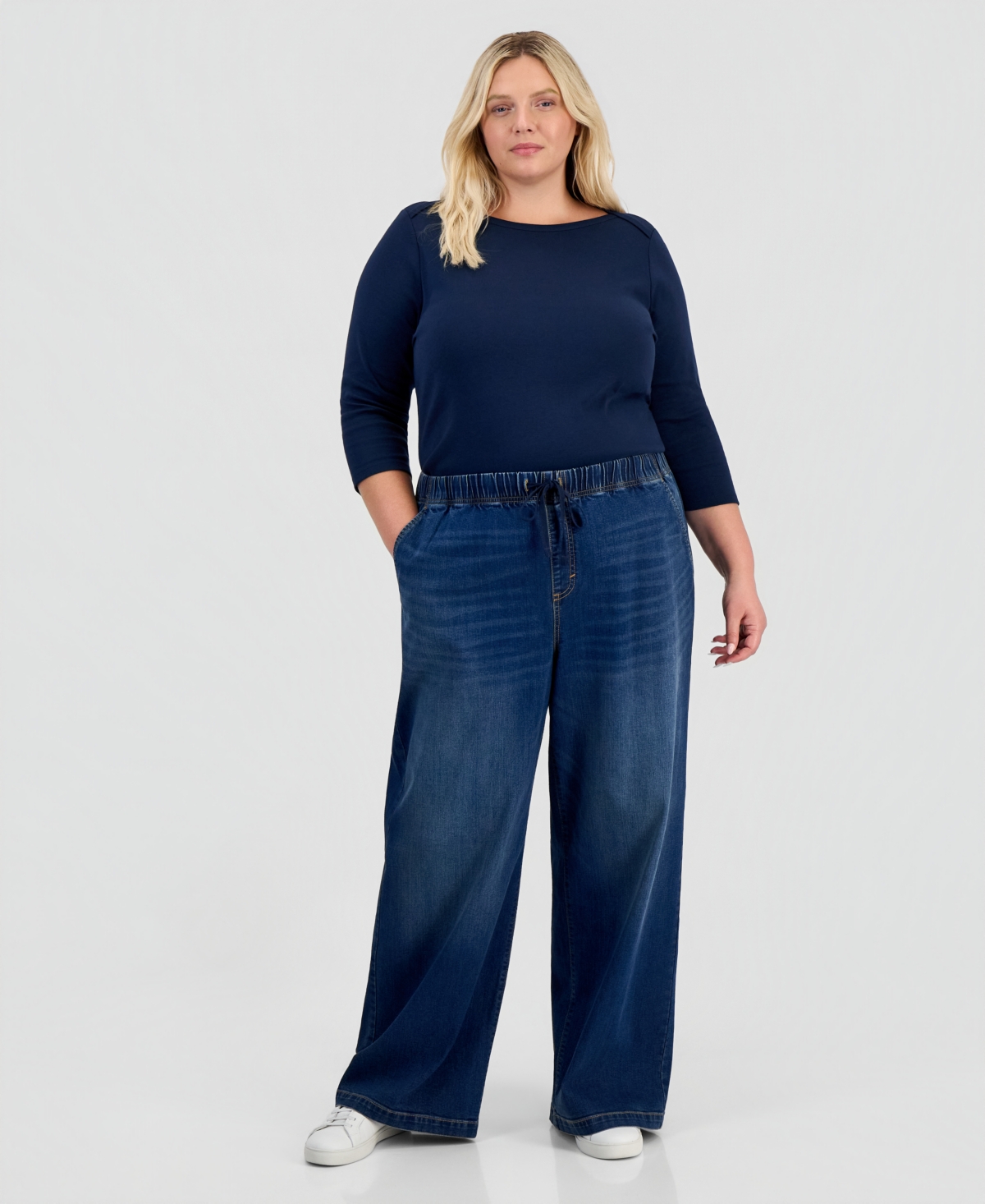 Click here for Style & Co Plus Size High-Rise Pull-On Wide-Leg Je... prices