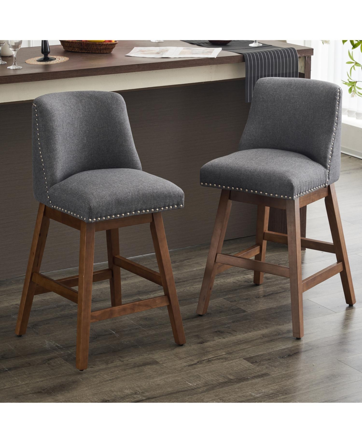 Click here for Rainsken Swivel Bar Stools Set of 2  linen fabric... prices