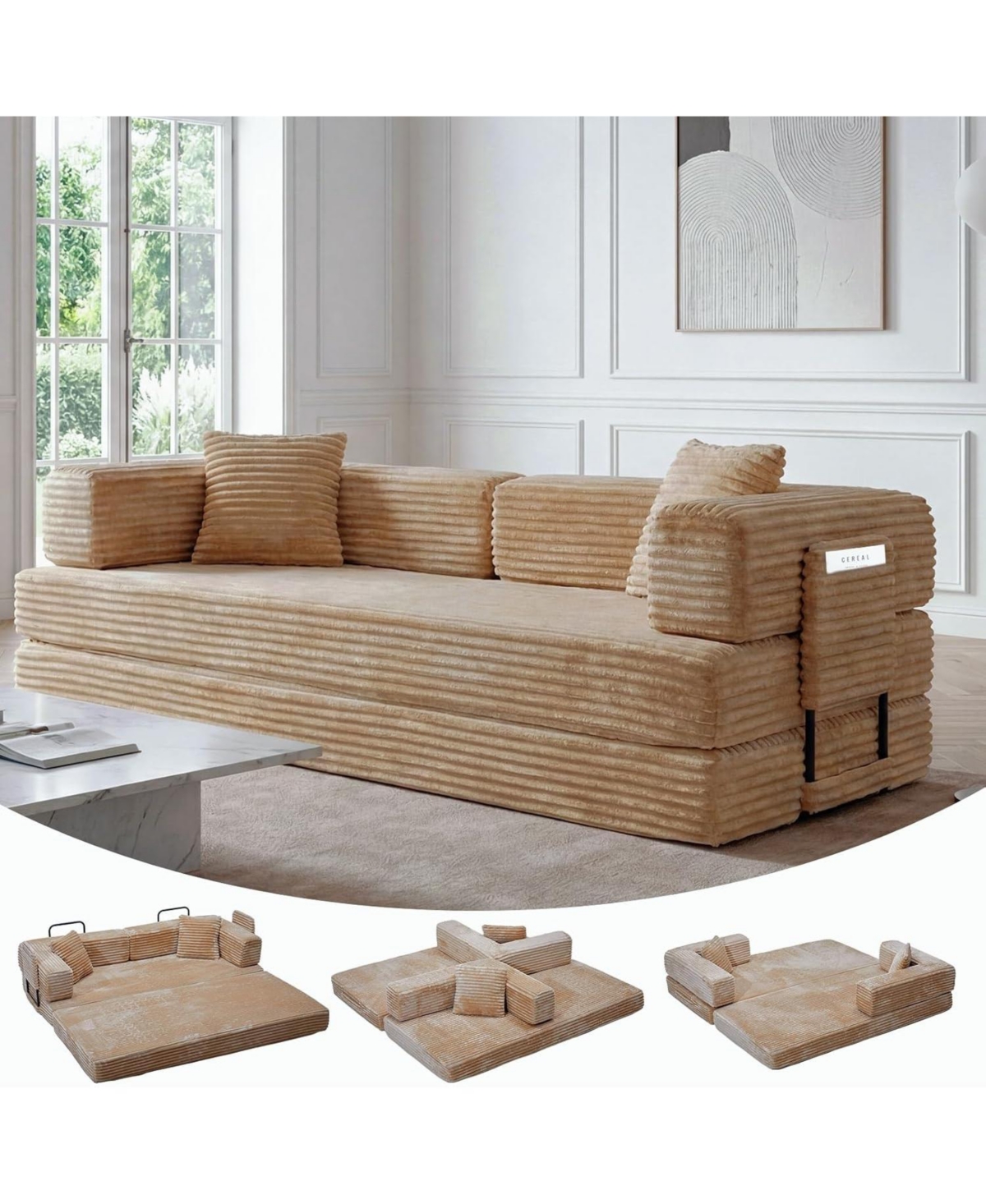 Click here for homfan 5-in-1 Convertible Sofa Bed  80.7 Corduroy... prices