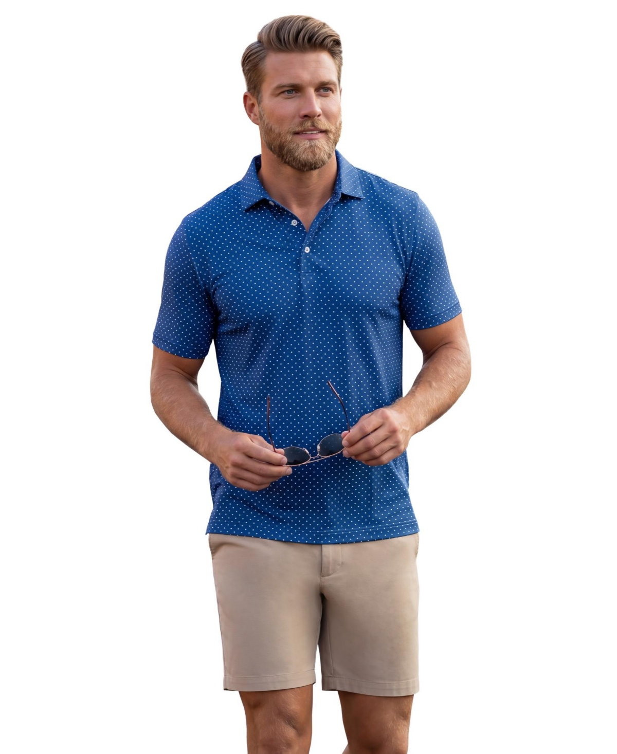 Click here for KingSize Big & Tall No Sweat Polo - Blue polka dot prices