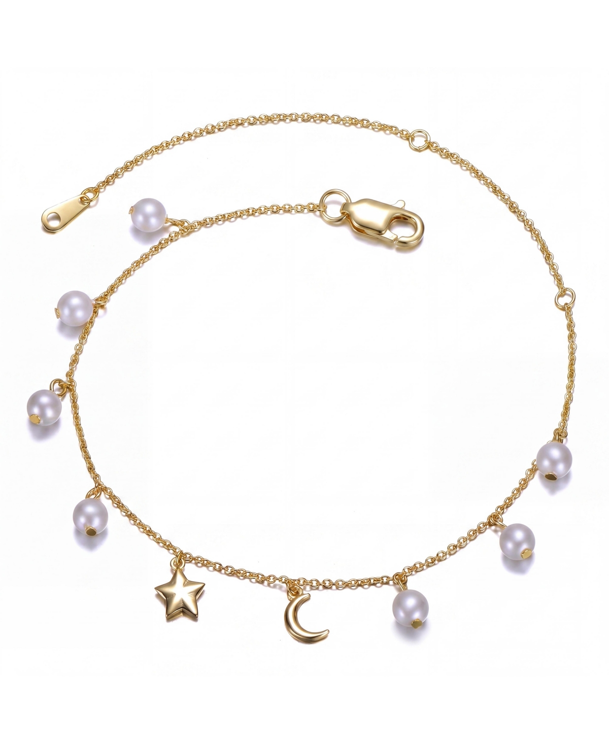 Click here for Sterling Silver 14k Gold Plated Anklet with White... prices