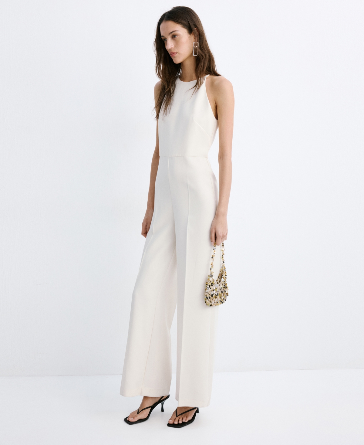 Click here for Mango Womens Long Halter-Neck Jumpsuit - Ecru prices