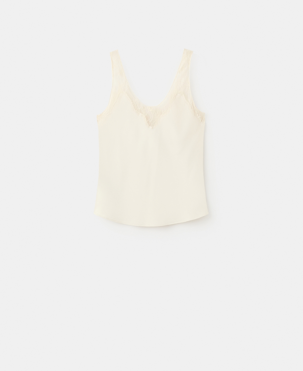 Click here for Mango Womens Satin Lace Top - Ecru prices