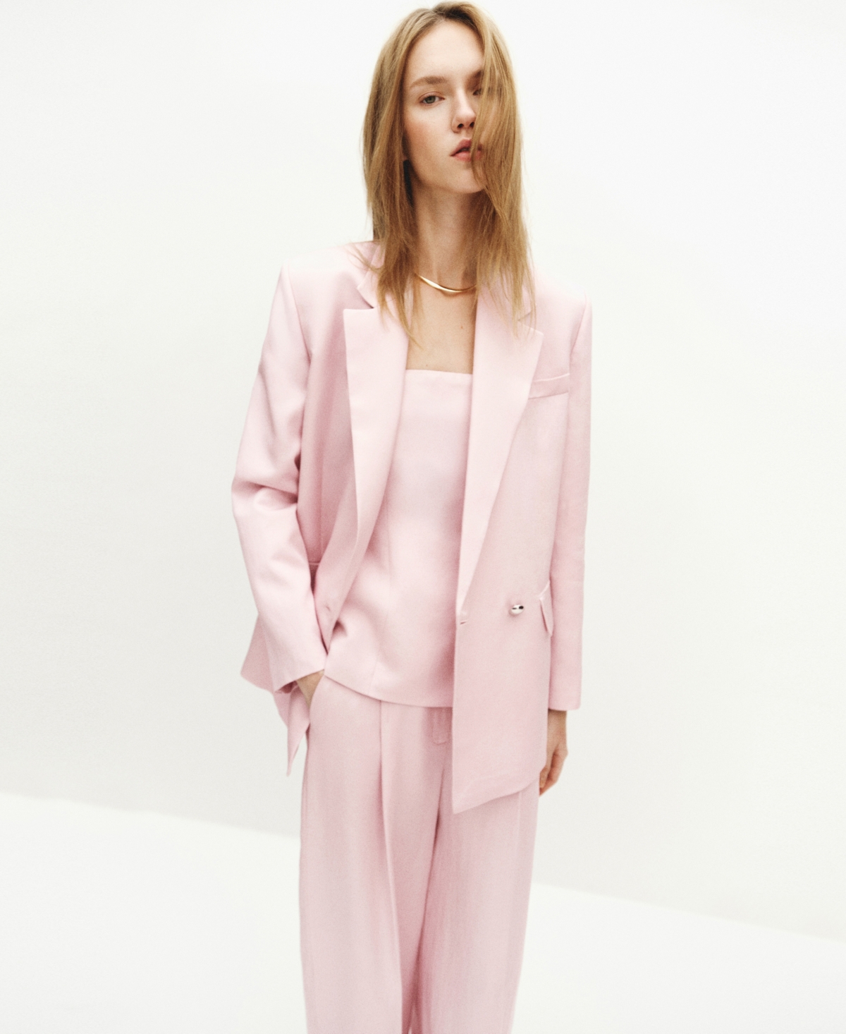 Click here for Mango Womens Linen-Blend Double-Breasted Suit Blaz... prices