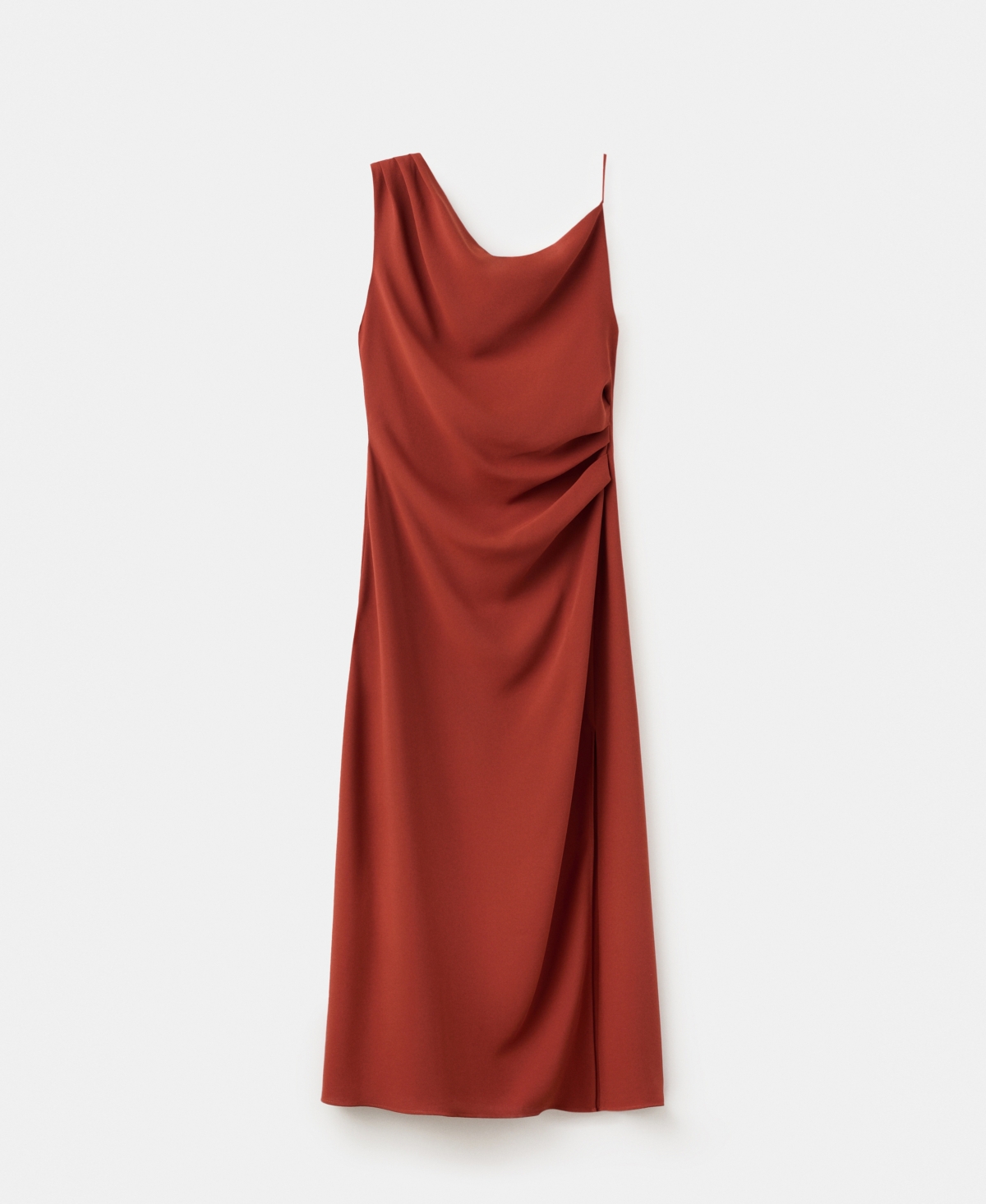 Click here for Mango Womens Side Ruched Asymmetric Dress - Burnt... prices