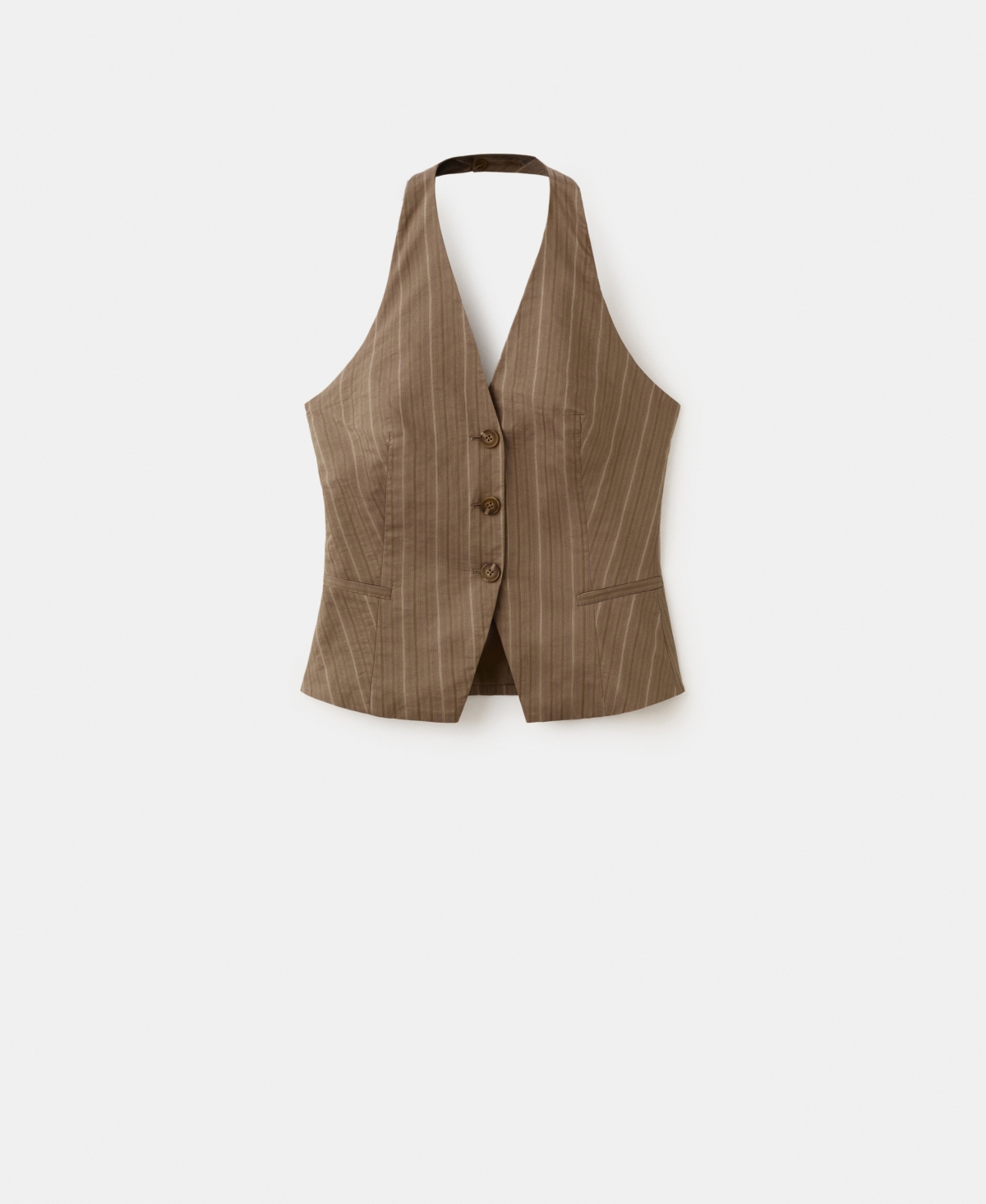 Click here for Mango Womens Striped Halter-Neck Top - Brown prices