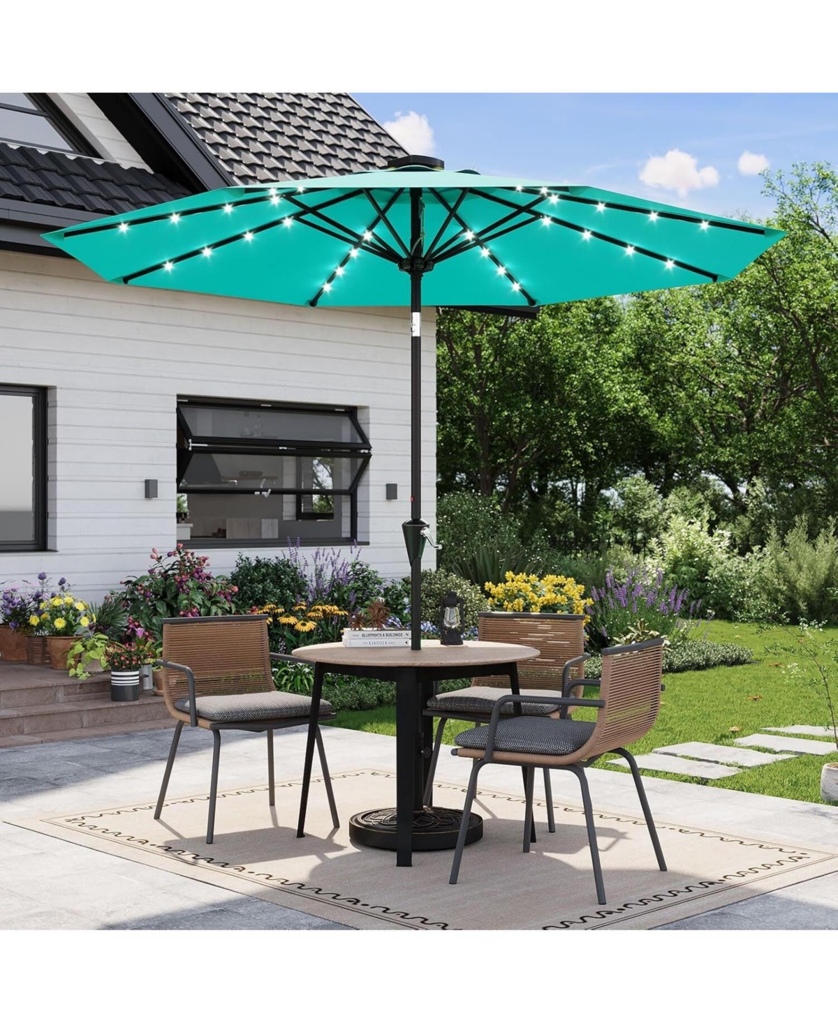 Click here for gaomon Outdoor Table Solar Patio Umbrella With 32... prices