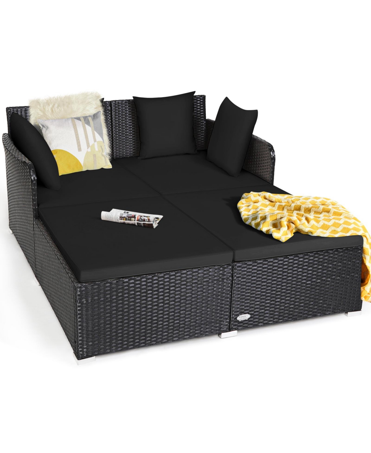 Click here for Sugift Outdoor Rattan Daybed with Upholstered Cush... prices