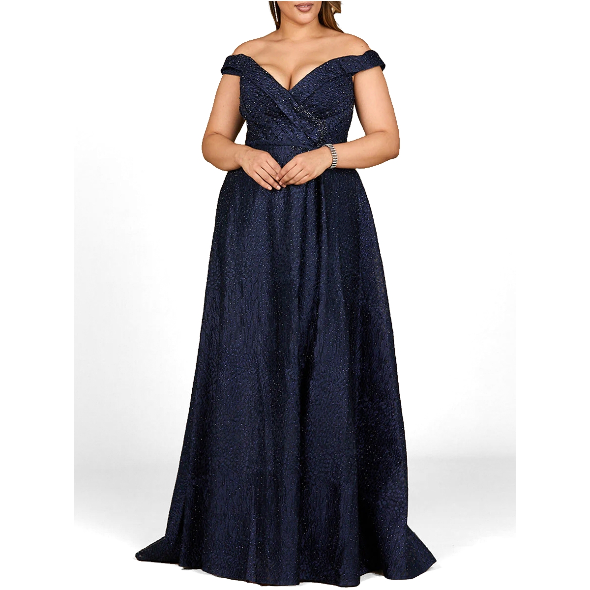 Click here for Lara Womens Off Shoulder Ballgown - Navy prices