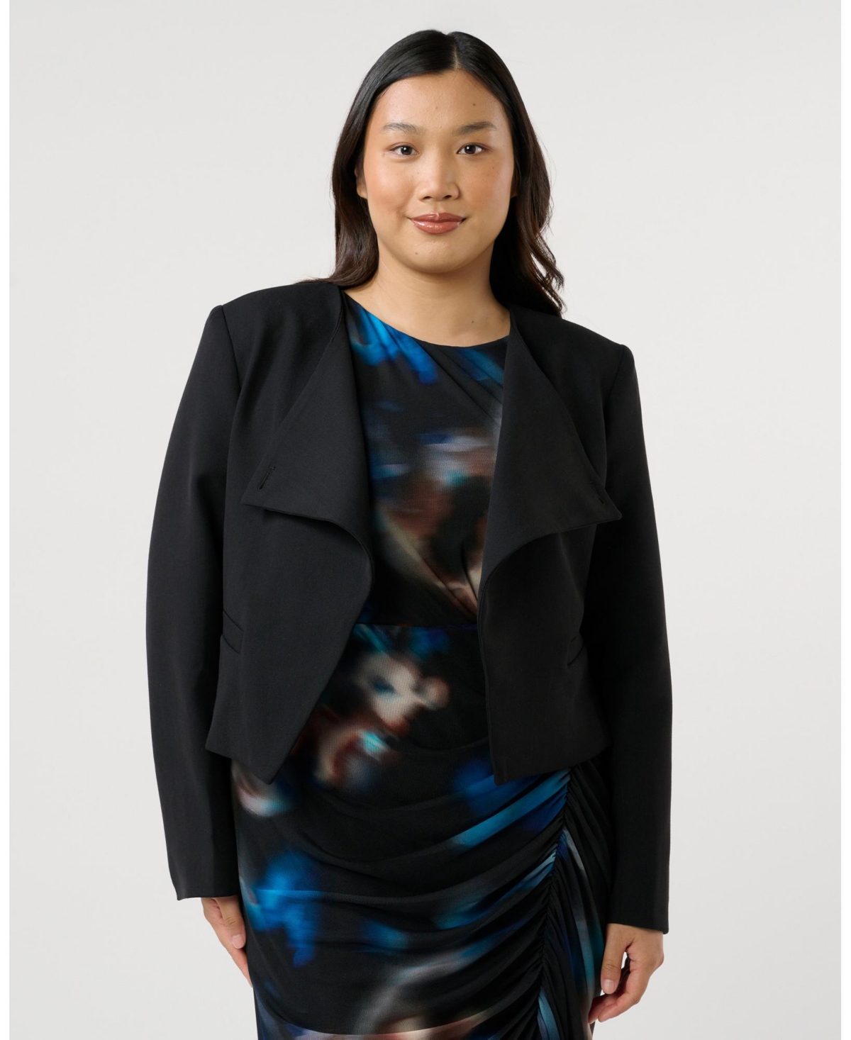 Click here for Estelle Plus Size Eboni Cropped Jacket - Black prices