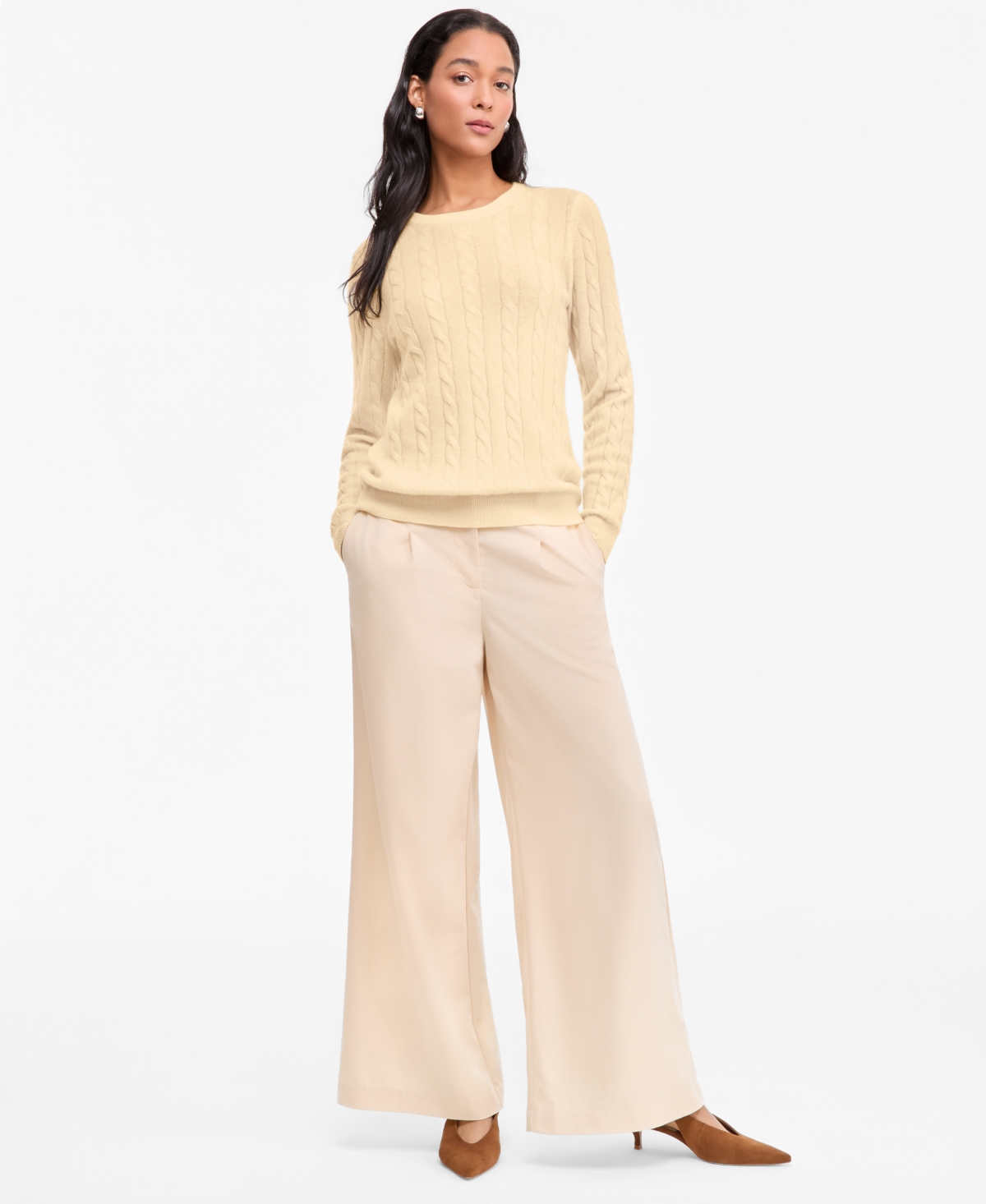 Click here for Charter Club Womens Cable-Knit Crewneck 100 Cashme... prices
