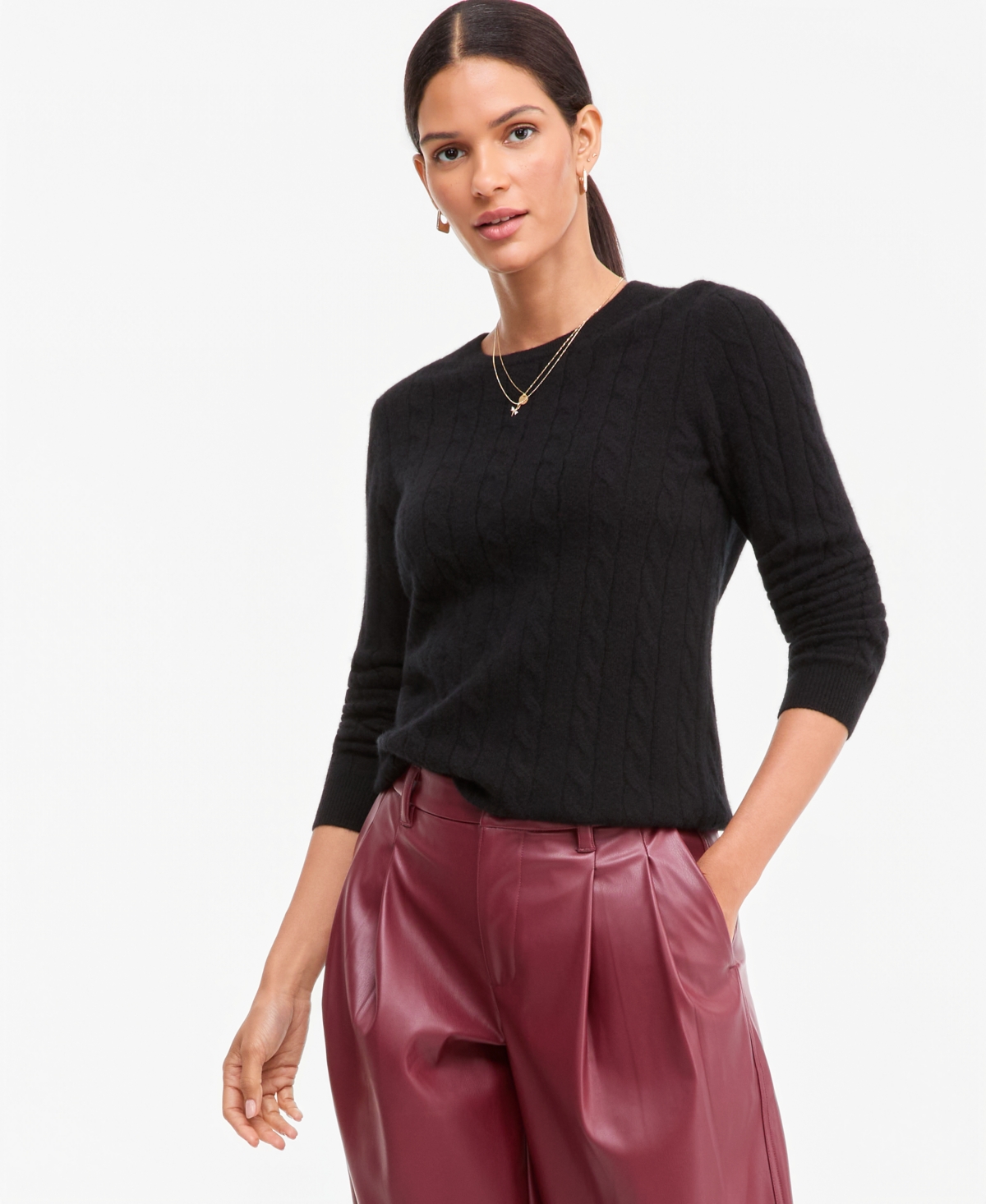 Click here for Charter Club Womens Cable-Knit Crewneck 100 Cashme... prices