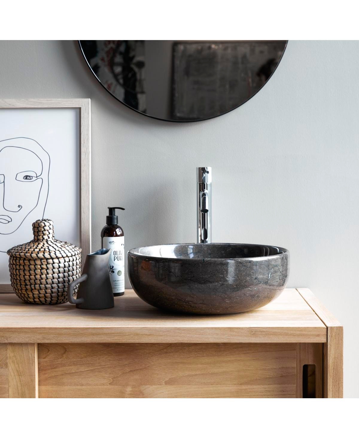 Click here for Tikamoon Pia round dark marble basin - Grey prices