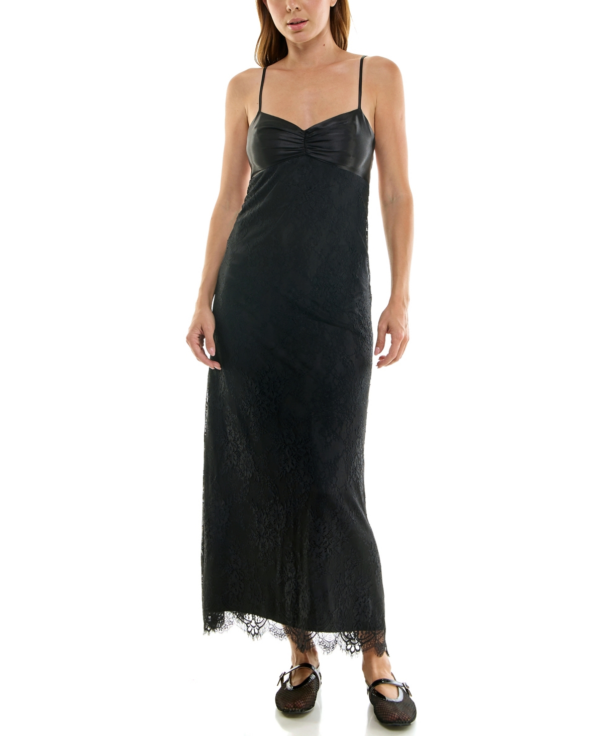 Click here for Beauty & Grace Juniors satin ruched-bust maxi dres... prices