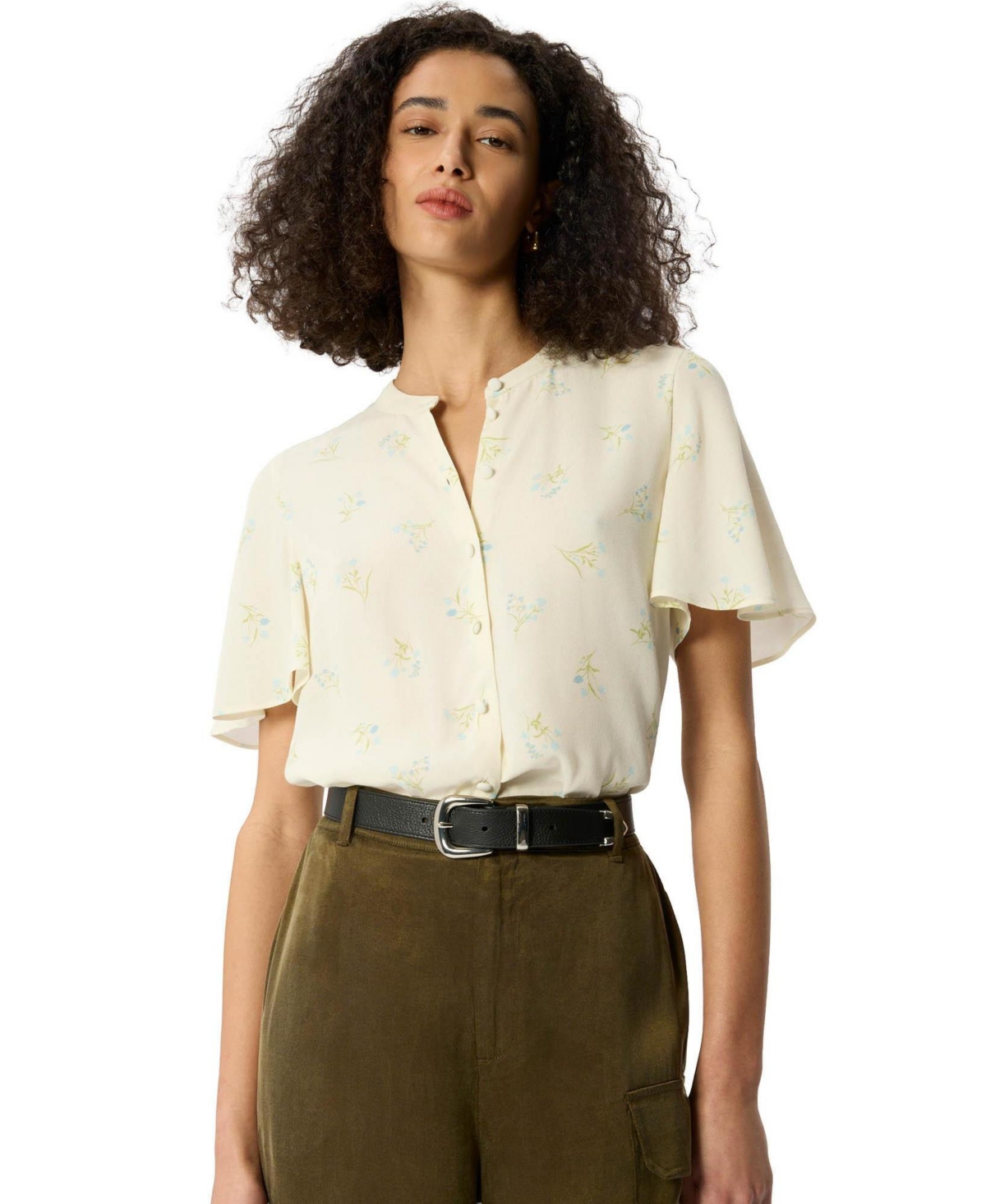 Click here for Whistles Womens Floral Button Front Shirt - Ivory/... prices