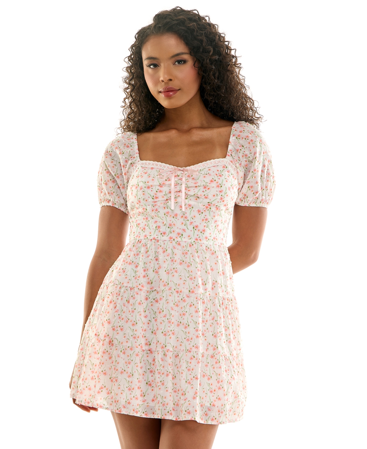 Click here for Kingston Grey Juniors Sweetheart-Neck Puff-Sleeve... prices
