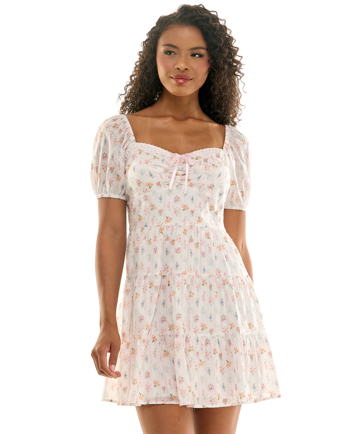 Click here for Kingston Grey Juniors Sweetheart-Neck Puff-Sleeve... prices