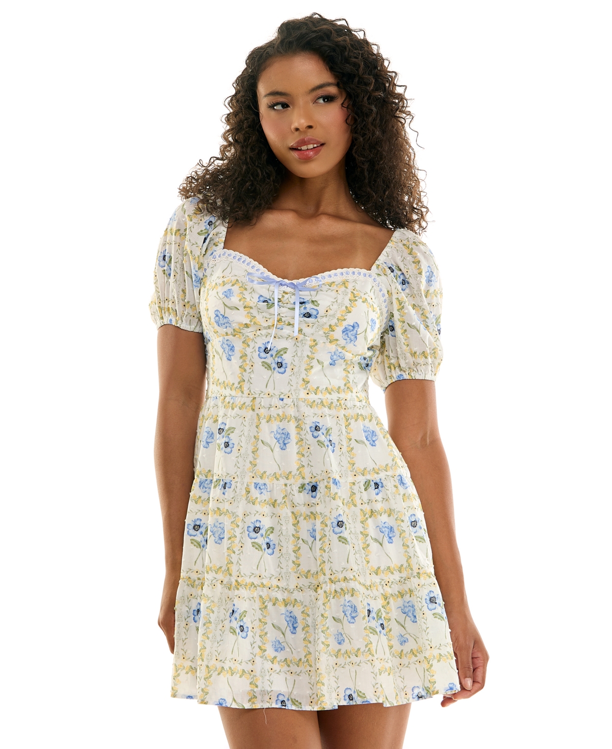 Click here for Kingston Grey Juniors Sweetheart-Neck Puff-Sleeve... prices