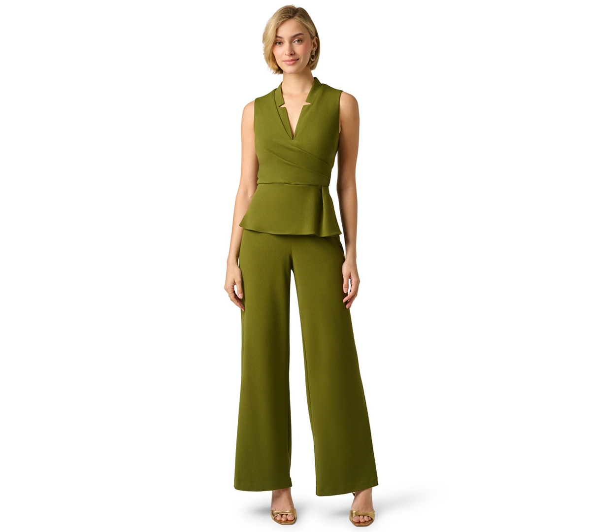 Click here for Adrianna Papell Womens Knit Crepe Peplum Jumpsuit... prices