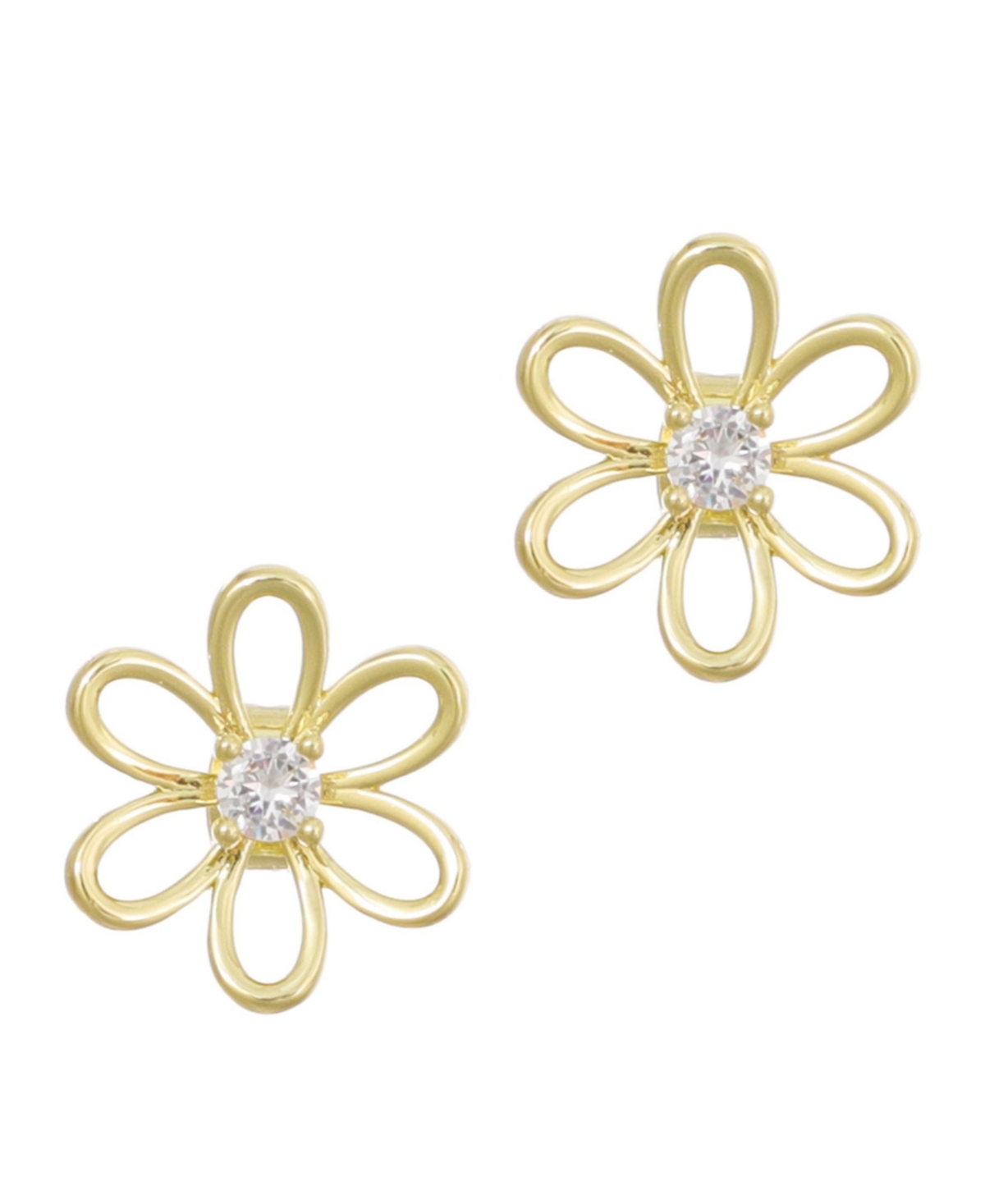 Click here for Adornia Gold Cubic Zirconia Flower Outline Stud Ea... prices