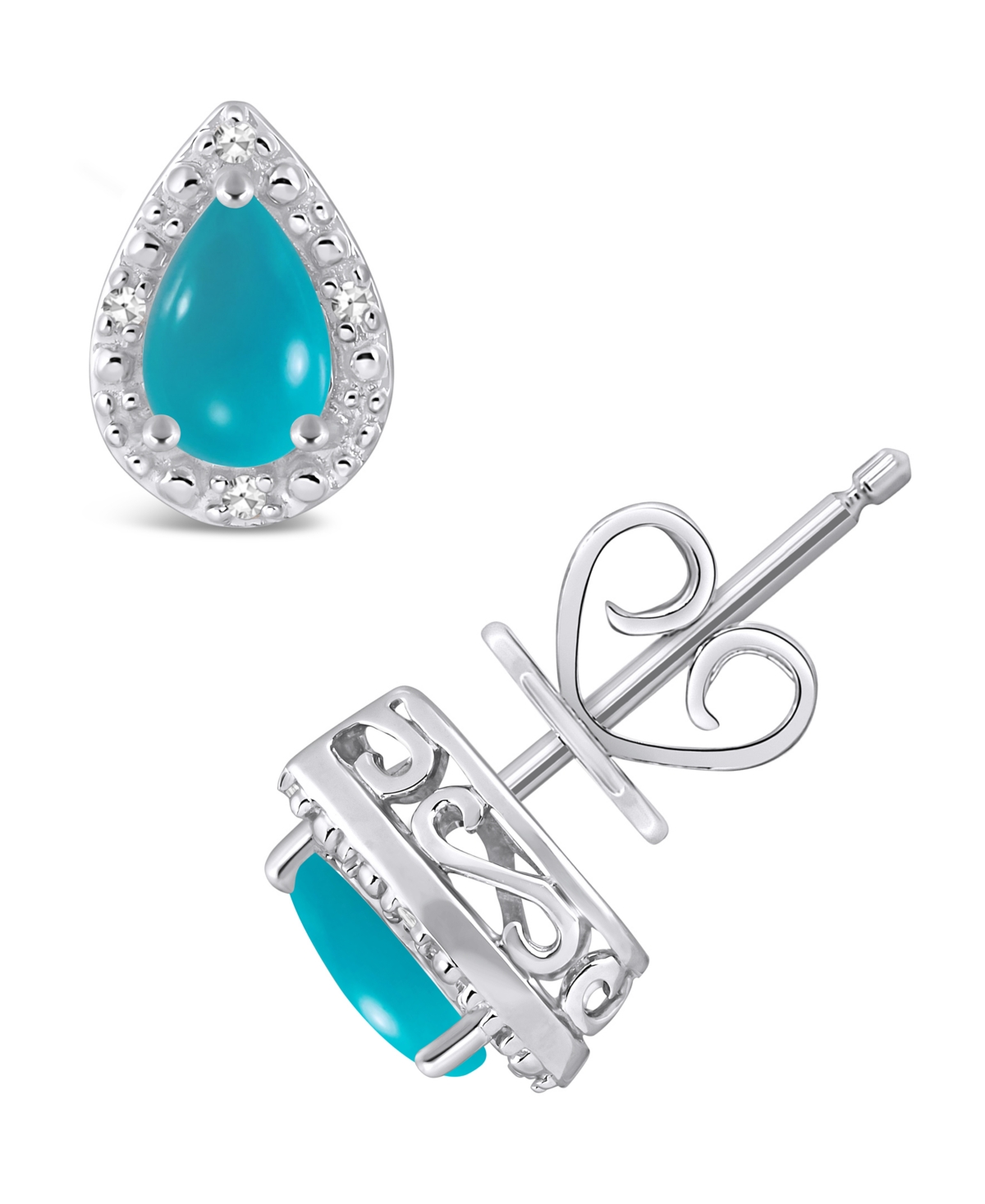 Click here for Onyx & Diamond Accent Pear Stud Earrings in Sterli... prices