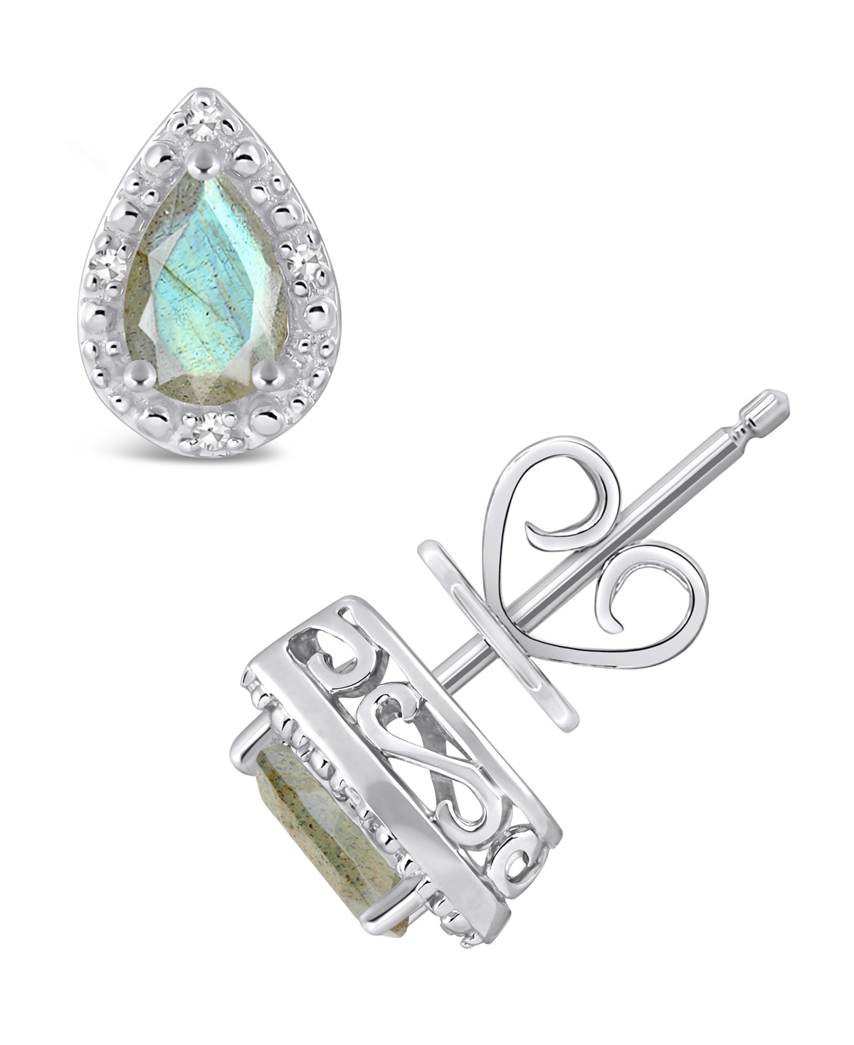 Click here for Onyx & Diamond Accent Pear Stud Earrings in Sterli... prices