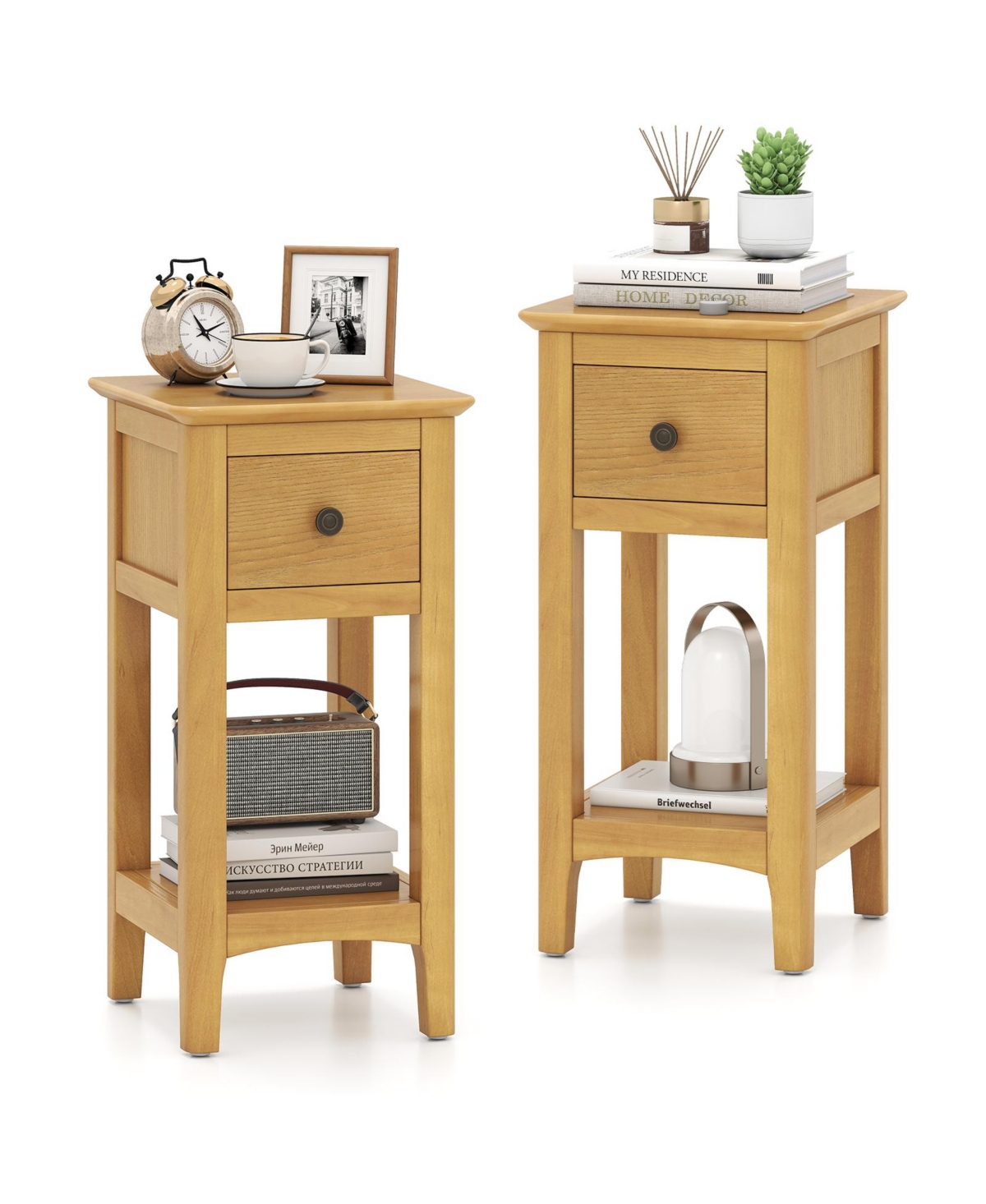 Click here for Gymax 2-Piece Nightstand 3-Tier Bedside Table with... prices
