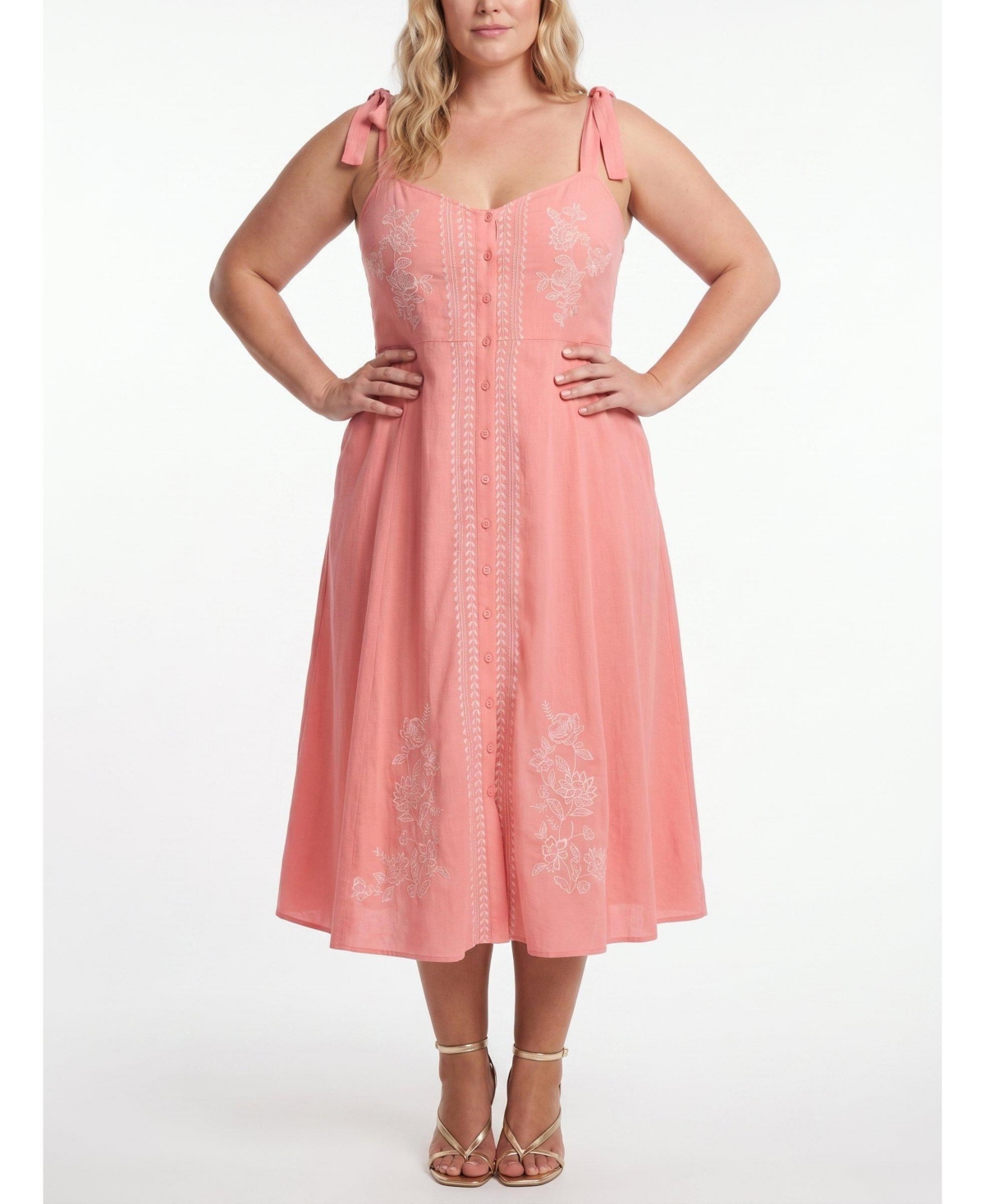 Click here for Torrid Plus Size Belle Isle Button Front Midi Dres... prices