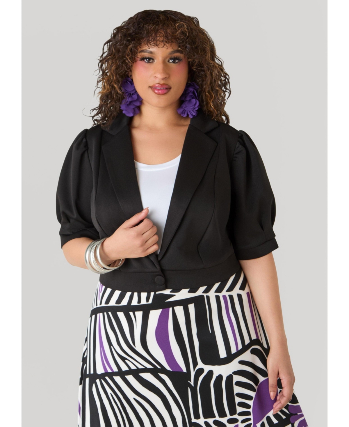 Click here for Ashley Stewart Plus Size Cropped Scuba Jacket - Bl... prices