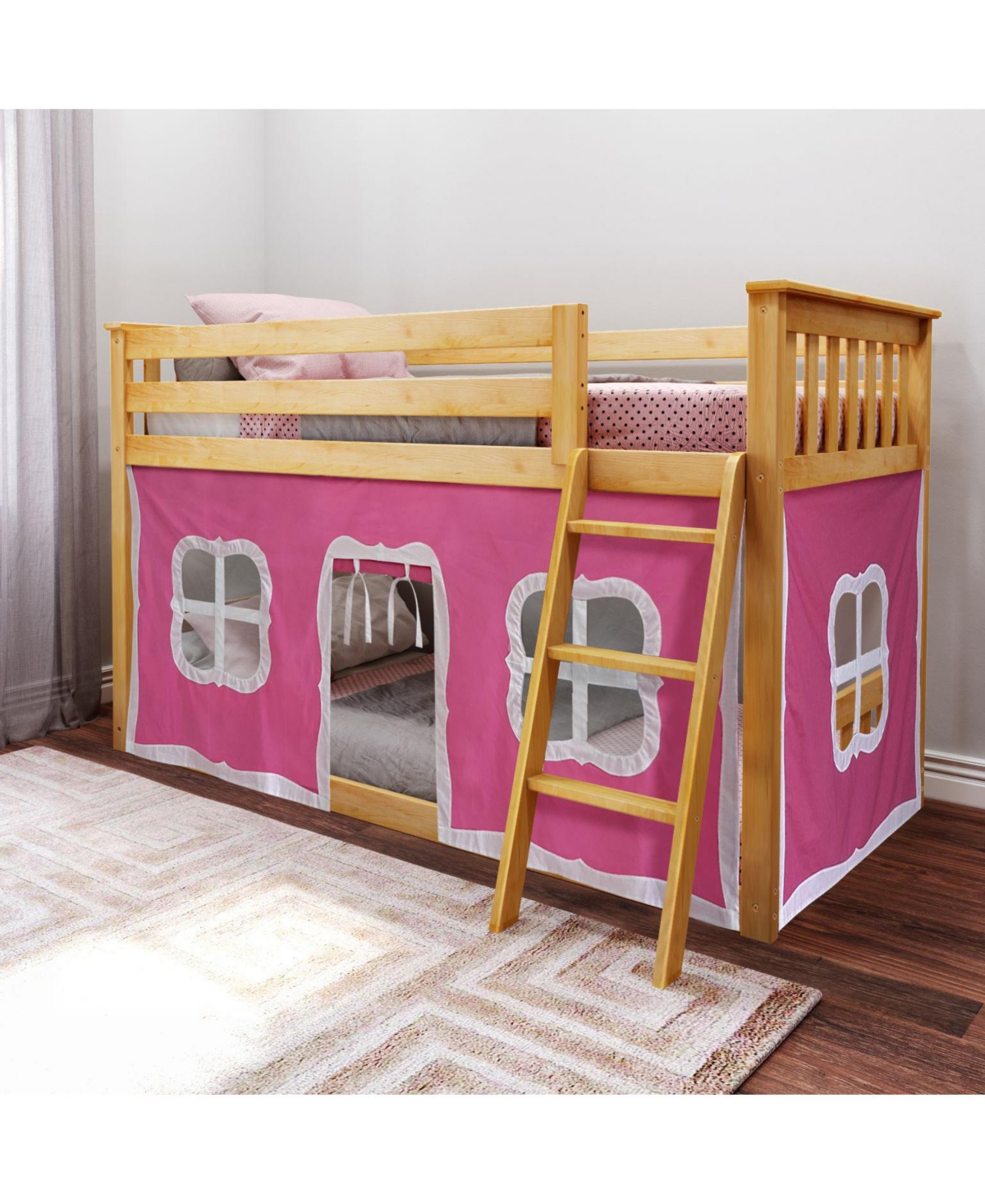Click here for Max & Lily Twin over Twin Low Bunk with Curtains -... prices