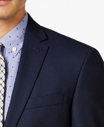 Kenneth Cole Reaction Men's Slim-Fit Tonal Dark Blue Shadow-Check Suit ...