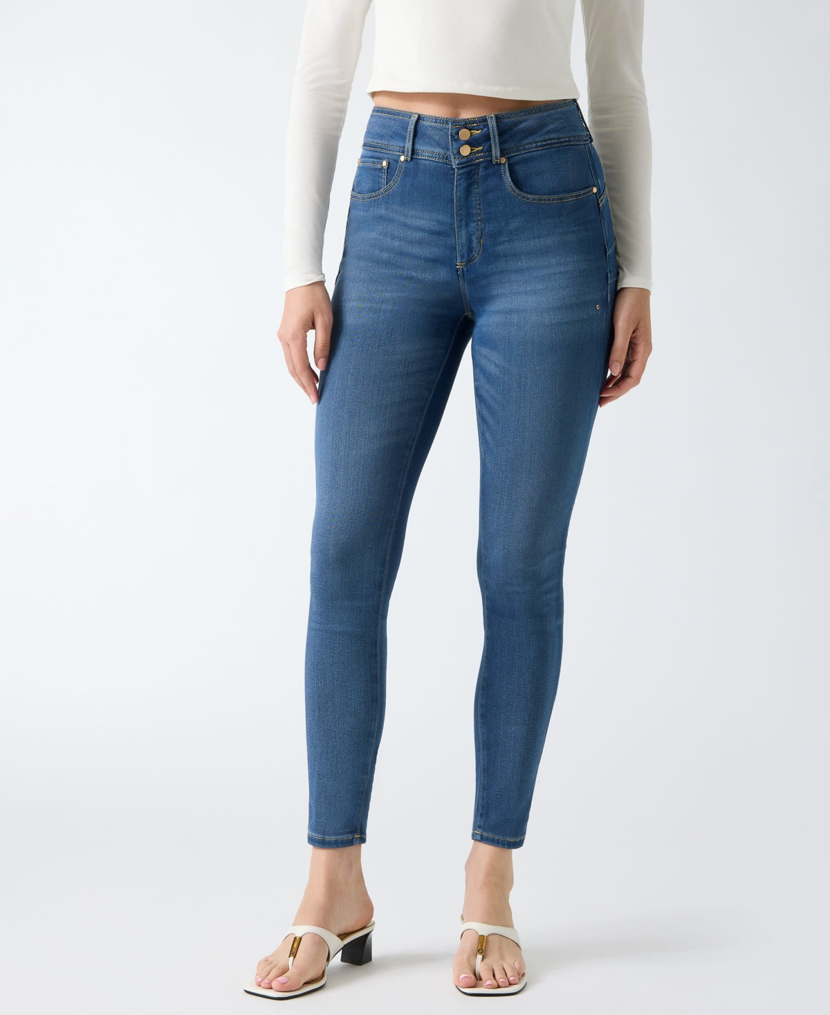 Click here for Guess Womens Skinny Leg Ankle Jeans - Comfy Light prices