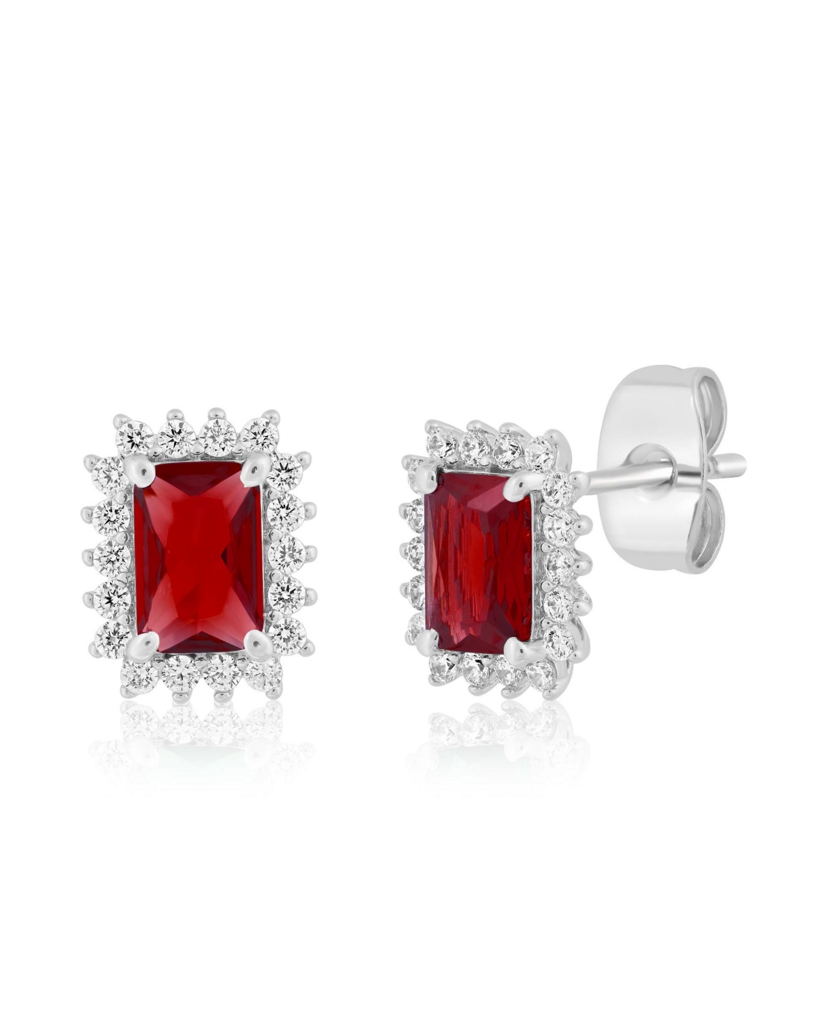 Click here for Simona Elegant Rectangle Birthstone Cz Halo Studs... prices