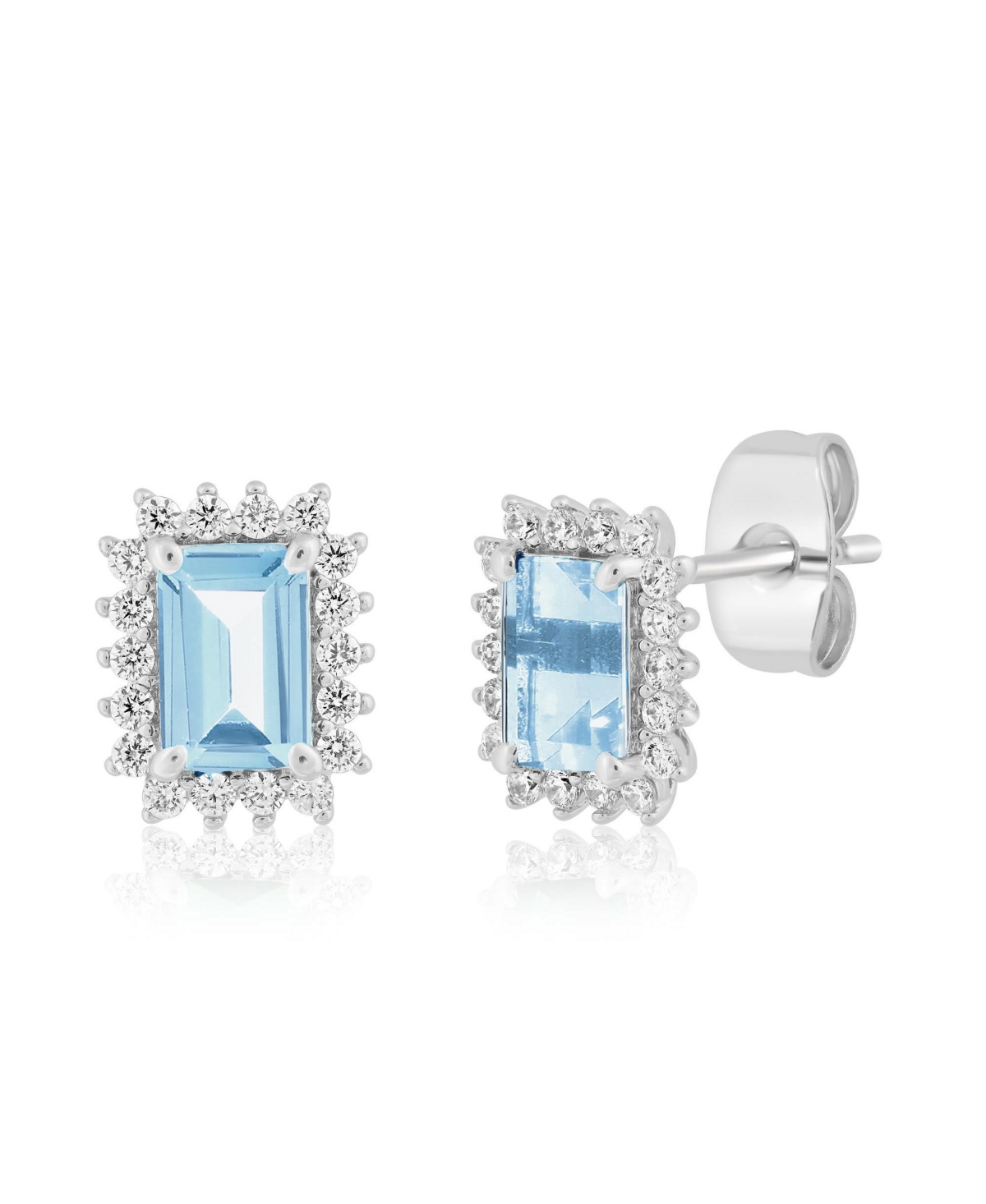 Click here for Simona Elegant Rectangle Birthstone Cz Halo Studs... prices