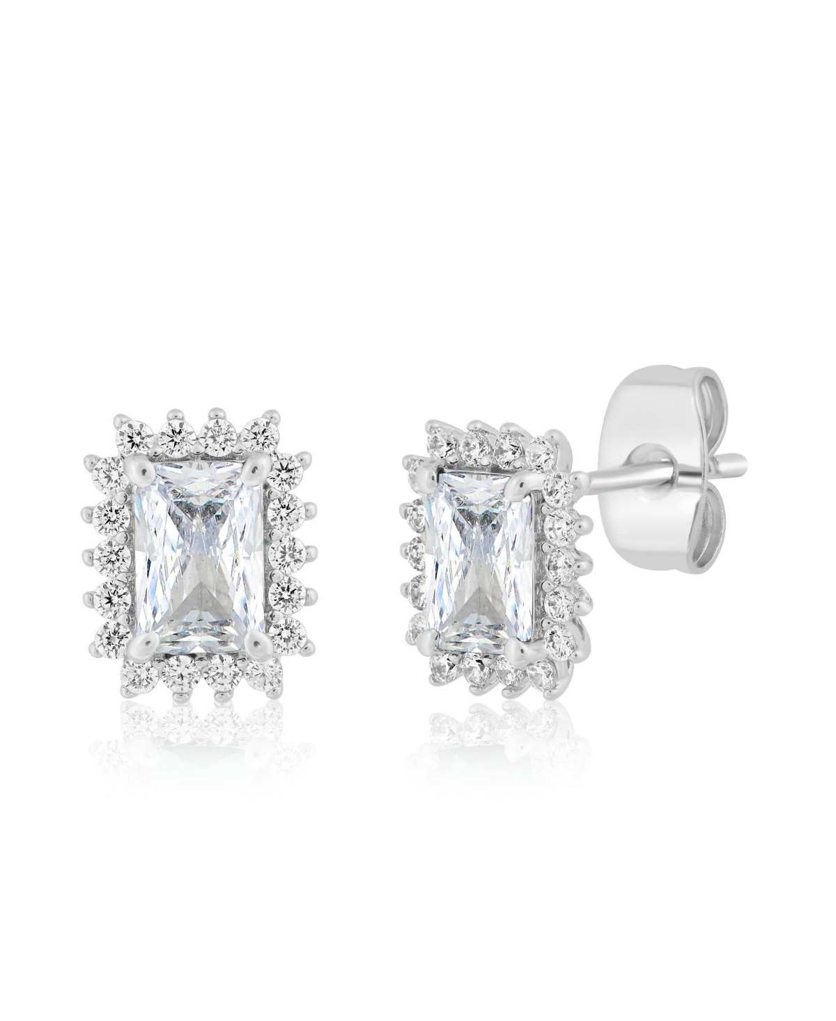 Click here for Simona Elegant Rectangle Birthstone Cz Halo Studs... prices