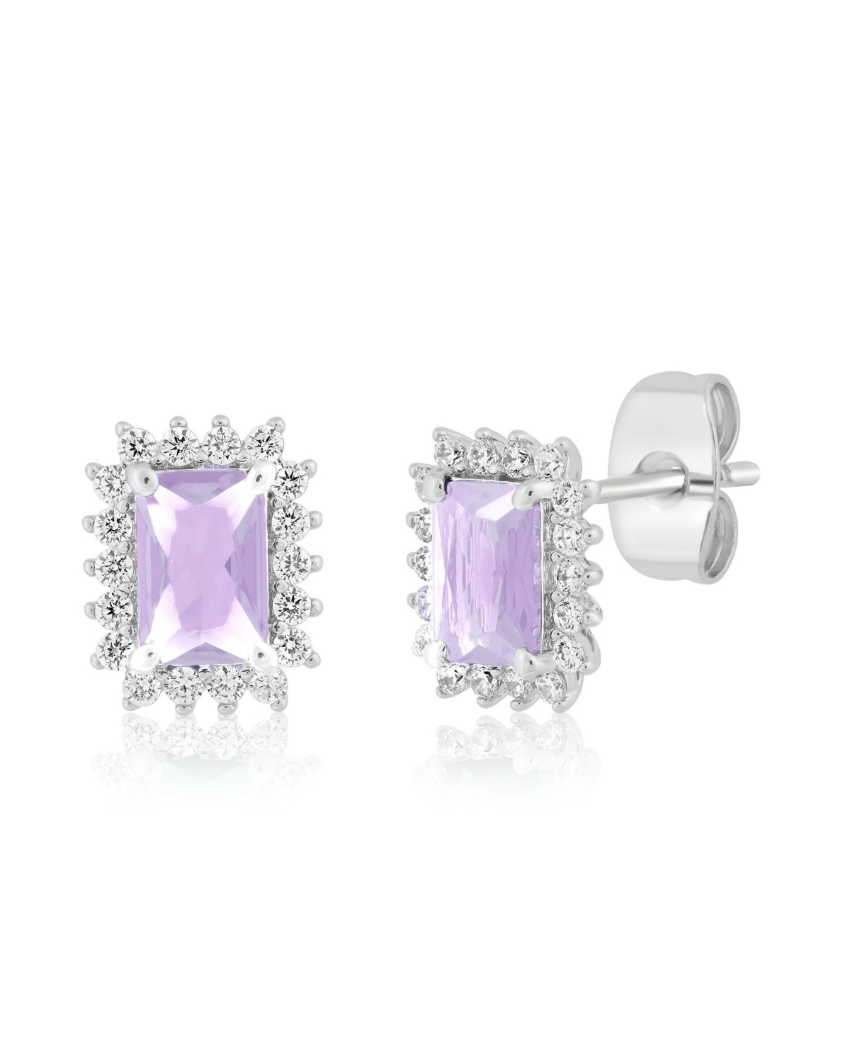 Click here for Simona Elegant Rectangle Birthstone Cz Halo Studs... prices